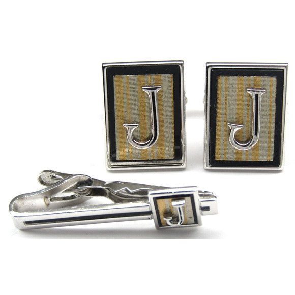 SWANK | Accessories | Multitone Swank Initial J Cufflinks Tie Clip Set ...